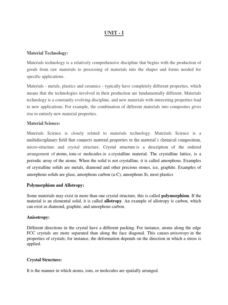Unit-I 2 | PDF | Crystal Structure | X Ray Crystallography