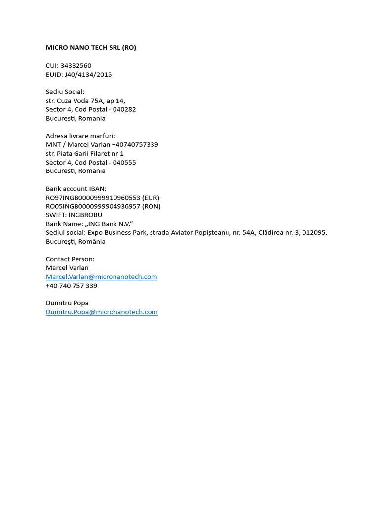 Micro Nano Tech SRL | PDF