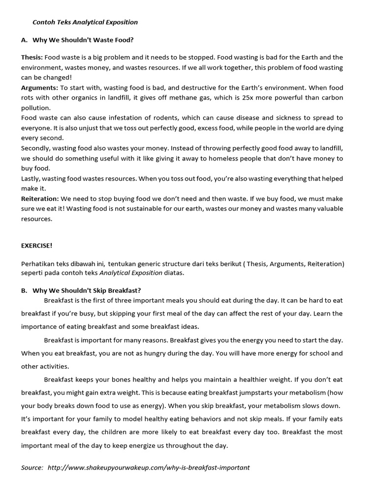 Importance of Eating Breakfast | PDF | Waste | Foods