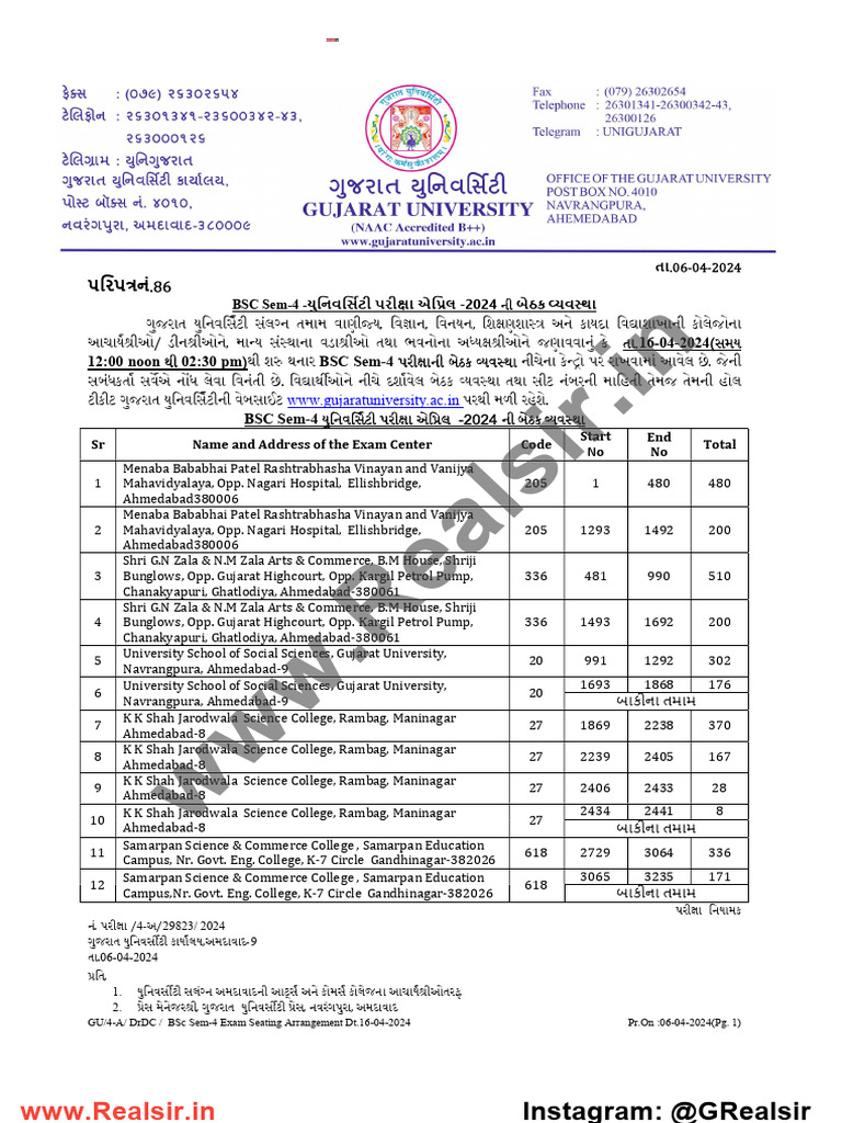BSc Sem-4 Exam Seating Arrangement Dt.16-04-2024 | PDF