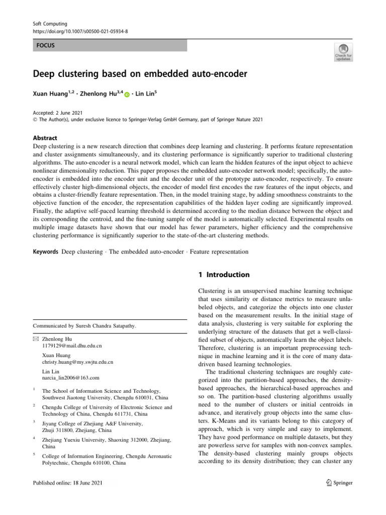 Deep Clustering Based On Embedded Auto Encoder Pdf Deep Learning Cluster Analysis