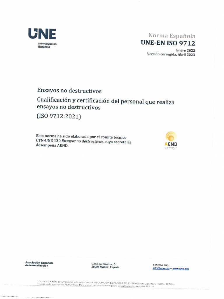 NORMA UNE-EN ISO 9712 | PDF