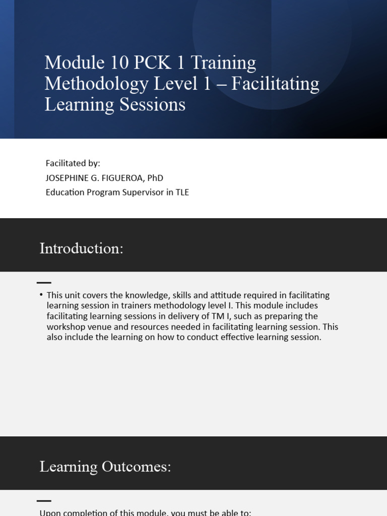 Module 10 PCK 1 Training Methodology Level 1 | Download Free PDF ...