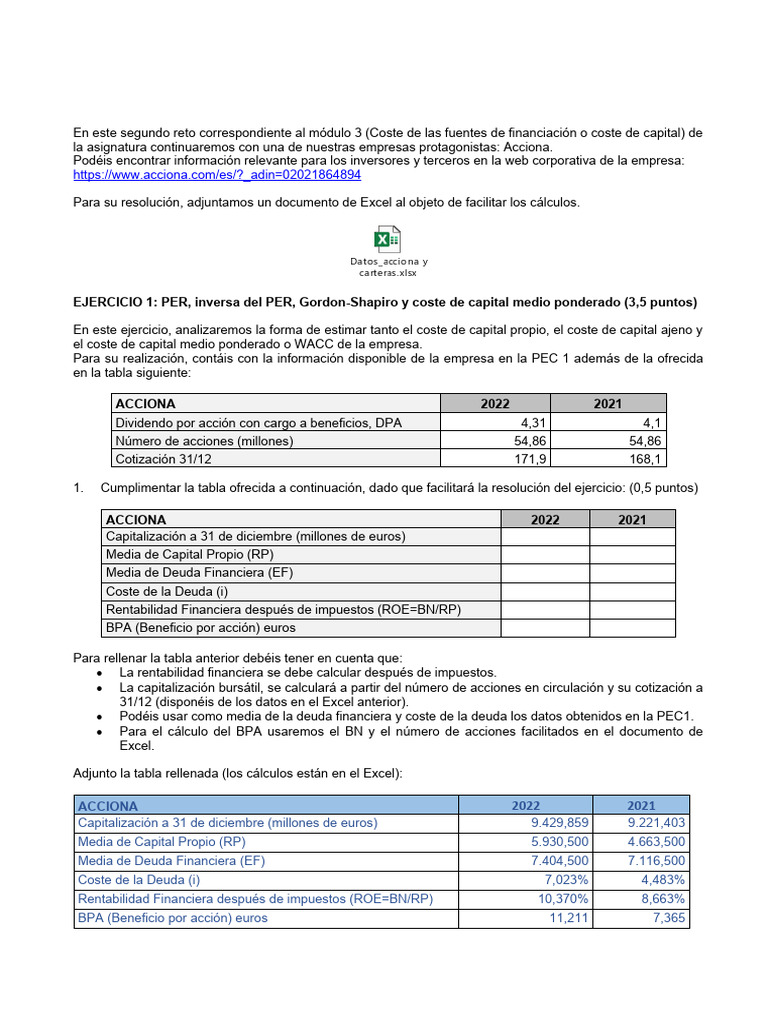 Solucion Pac 2 Financiacion | Descargar gratis PDF | Modelo de fijación de precios de activos de ...