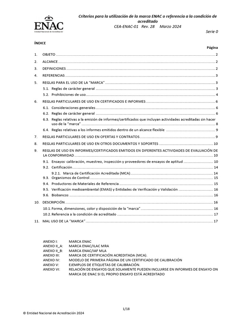 CEA-ENAC 01rev28 | PDF | Calibración | Marca