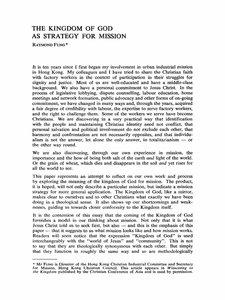 The_Kingdom_of_God_as_Strategy_for_Missi | PDF | Jesus | Evangelism
