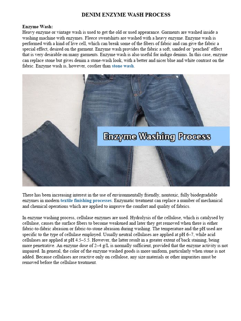 Denim Enzyme Washing Process | PDF | Textiles | Materials