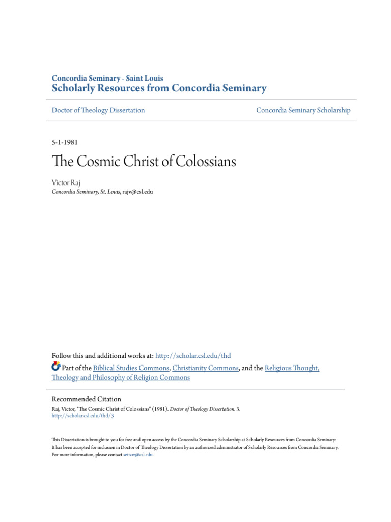 The Cosmic Christ of Colossians | PDF | Jesus | Christology