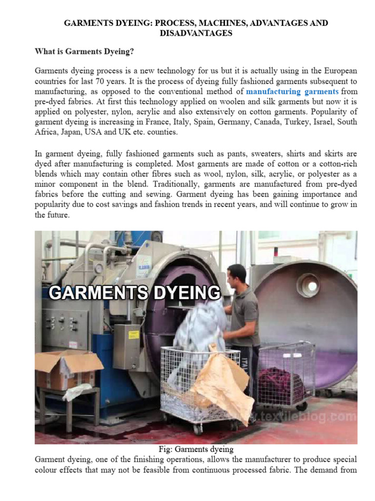 Garments Dyeing | PDF | Dyeing | Textiles