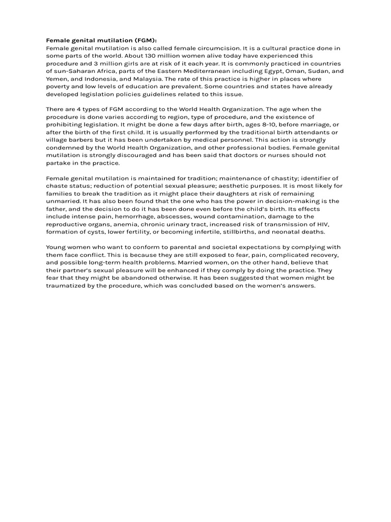 FGM | PDF | Female Genital Mutilation | Public Health