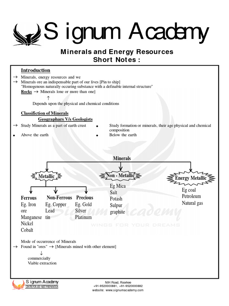 Minerals and Energy Resources Overview | PDF | Energy Development | Ore