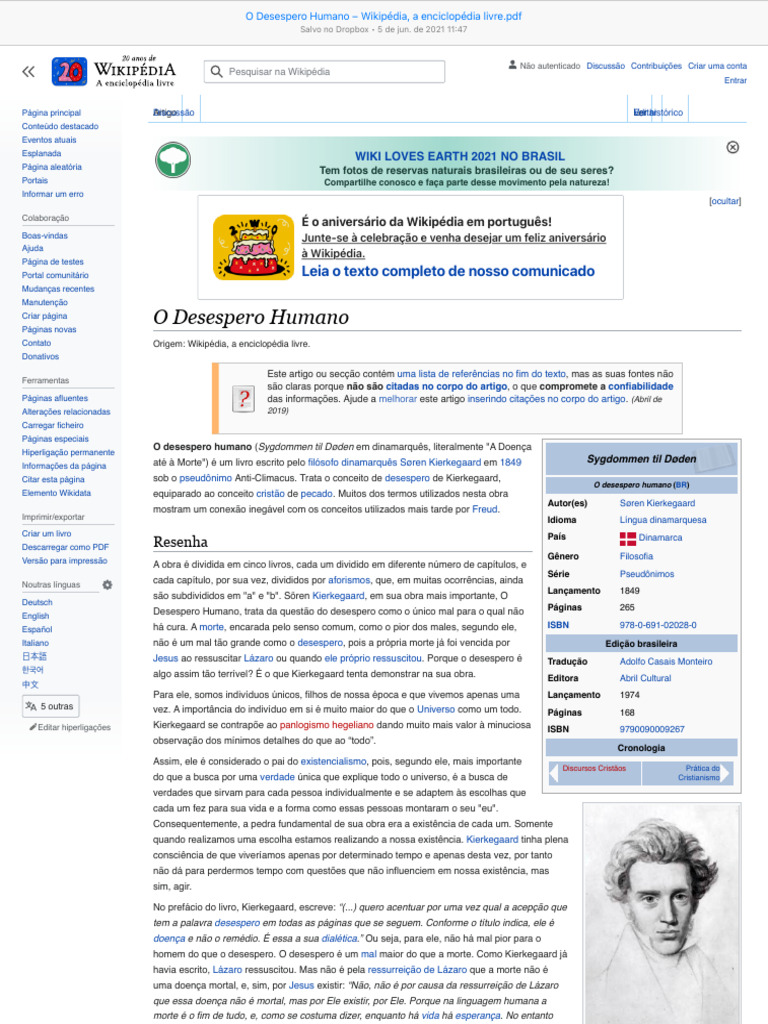 O Desespero Humano - Wikipédia, A Enciclopédia Livre | PDF | Søren ...