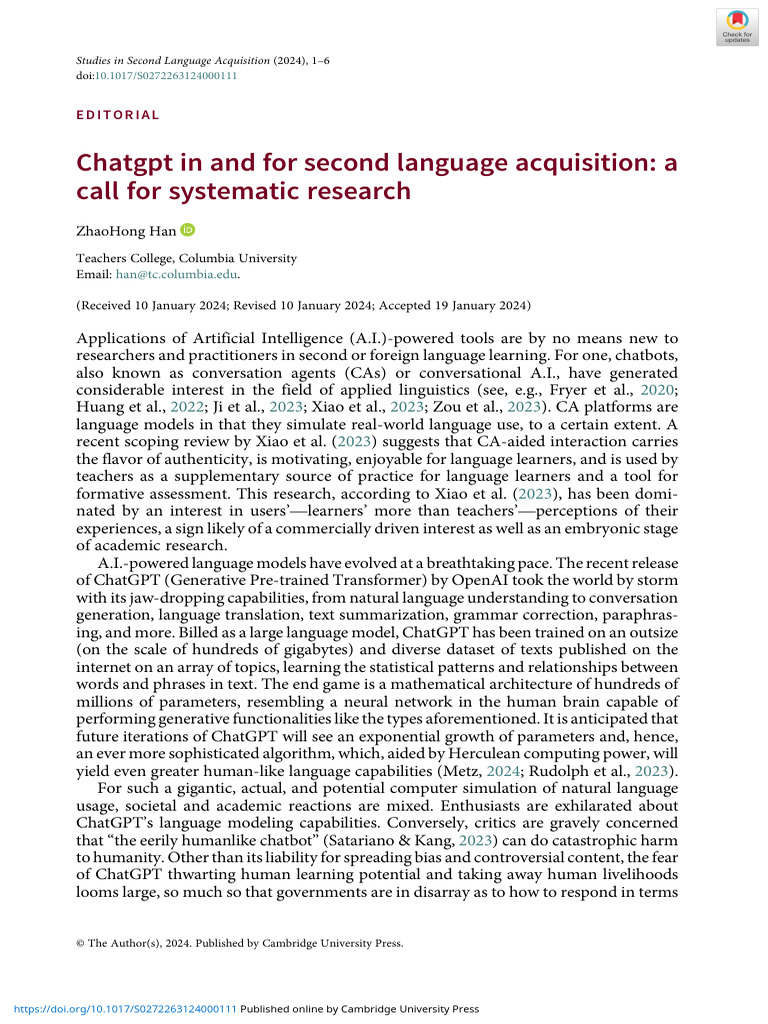 chatgpt-in-and-for-second-language-acquisition-a-call-for-systematic ... chatgpt-in-and-for-second-language-acquisition-a-call-for-systematic ...