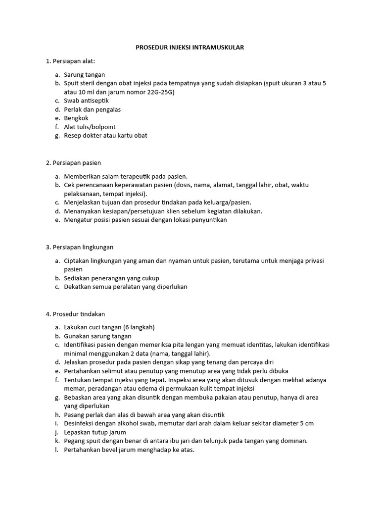 PROSEDUR INJEKSI Intramuskular | PDF