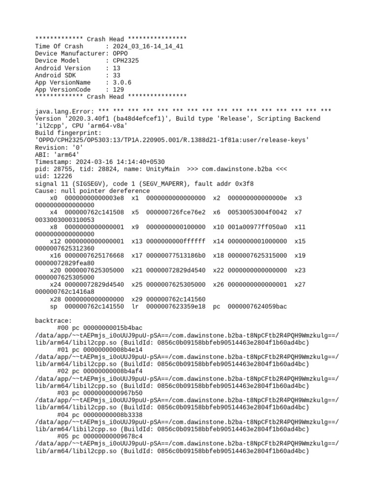 OPPO CPH2325 App Crash Report | PDF | Embedded Linux Distributions | Mobile Telecommunications ...