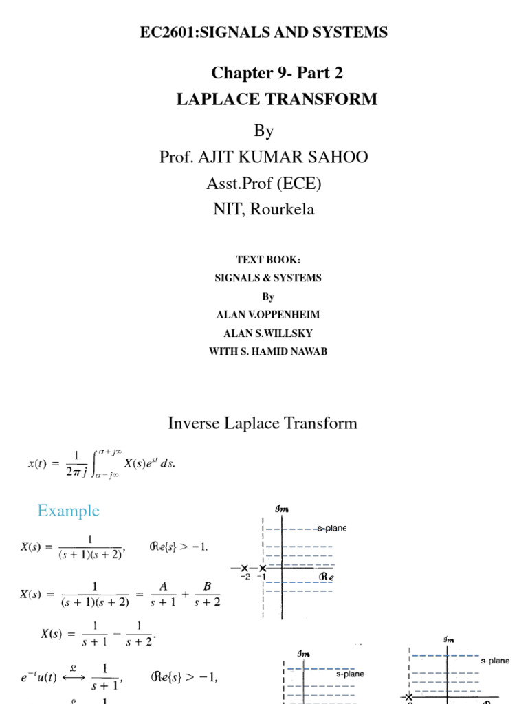 Lecturer 19 Signals & Systems | PDF | Laplace Transform | Mathematical Relations