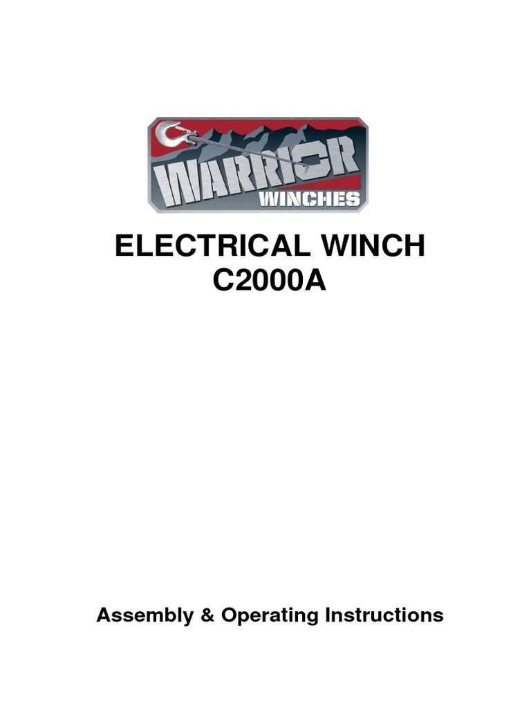 C2000A Winch Assembly & Operation Guide | PDF | Clutch | Rope