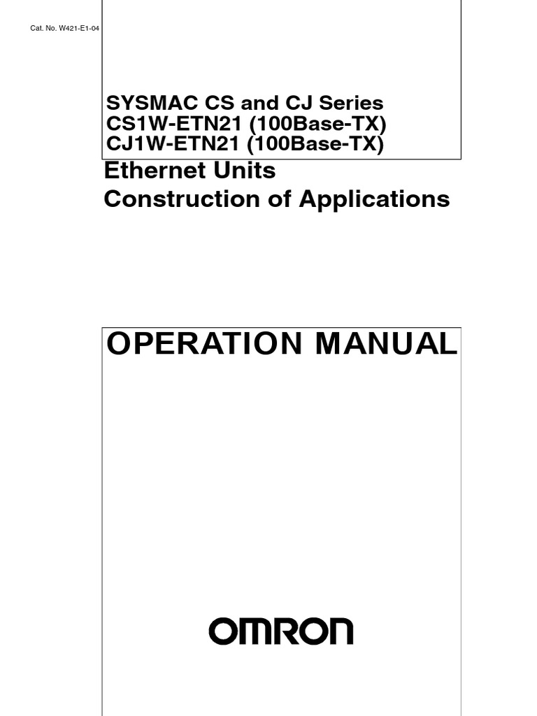 w421 Cj1w-Etn21 Cs1w-Etn21 Ethernet Units - Construction of ...