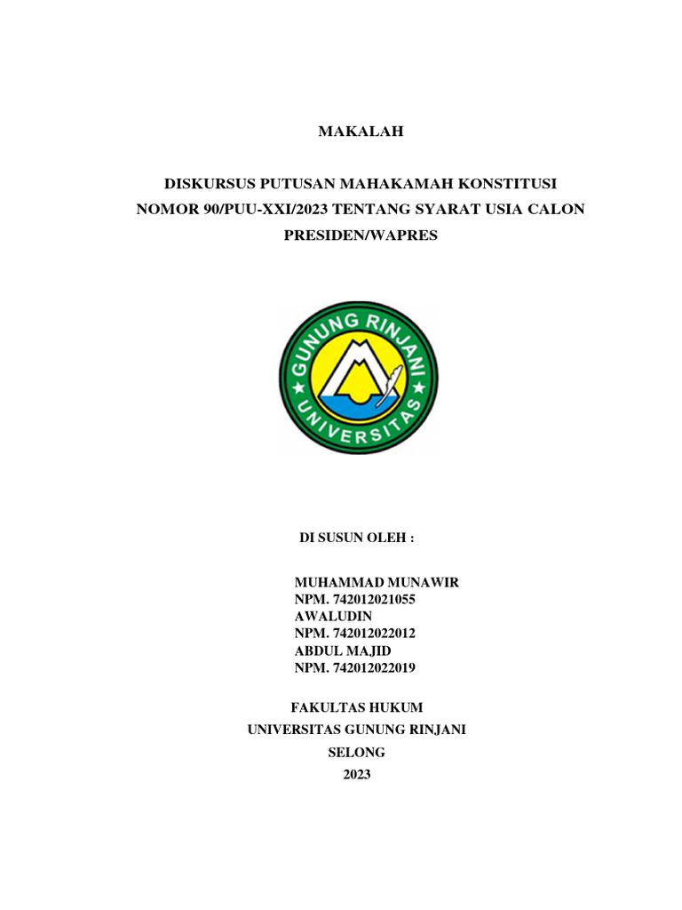 Makalah Diskursus Putusan MK | PDF