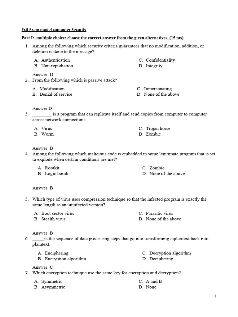 Exit Exam Model | PDF | Cryptography | Encryption