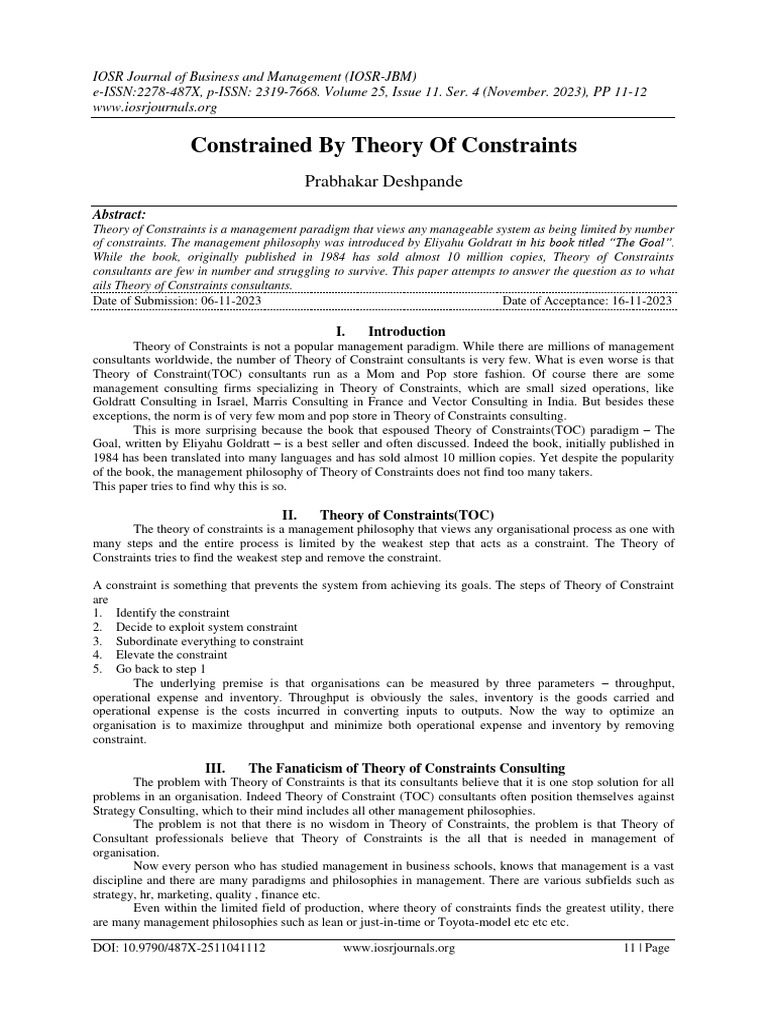 Theory of Constraints | PDF | Systems Analysis | Business Process