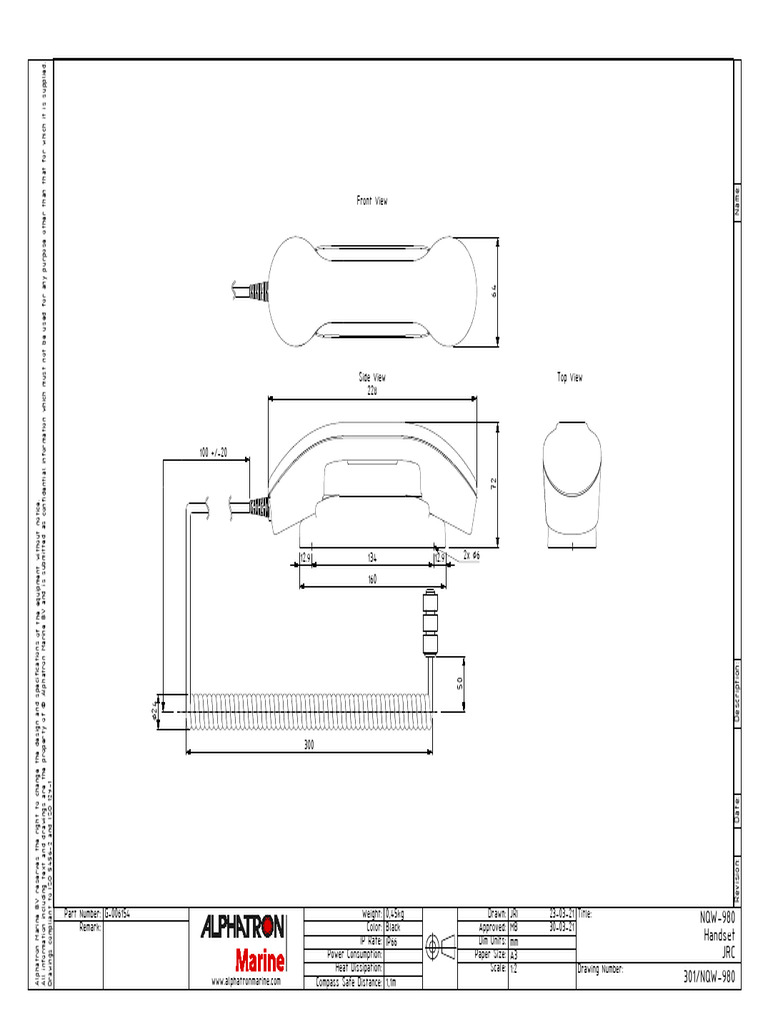 301-VHF JRC NQW-980 Dim-2D-pdf Drawing 30-3-2021 | PDF