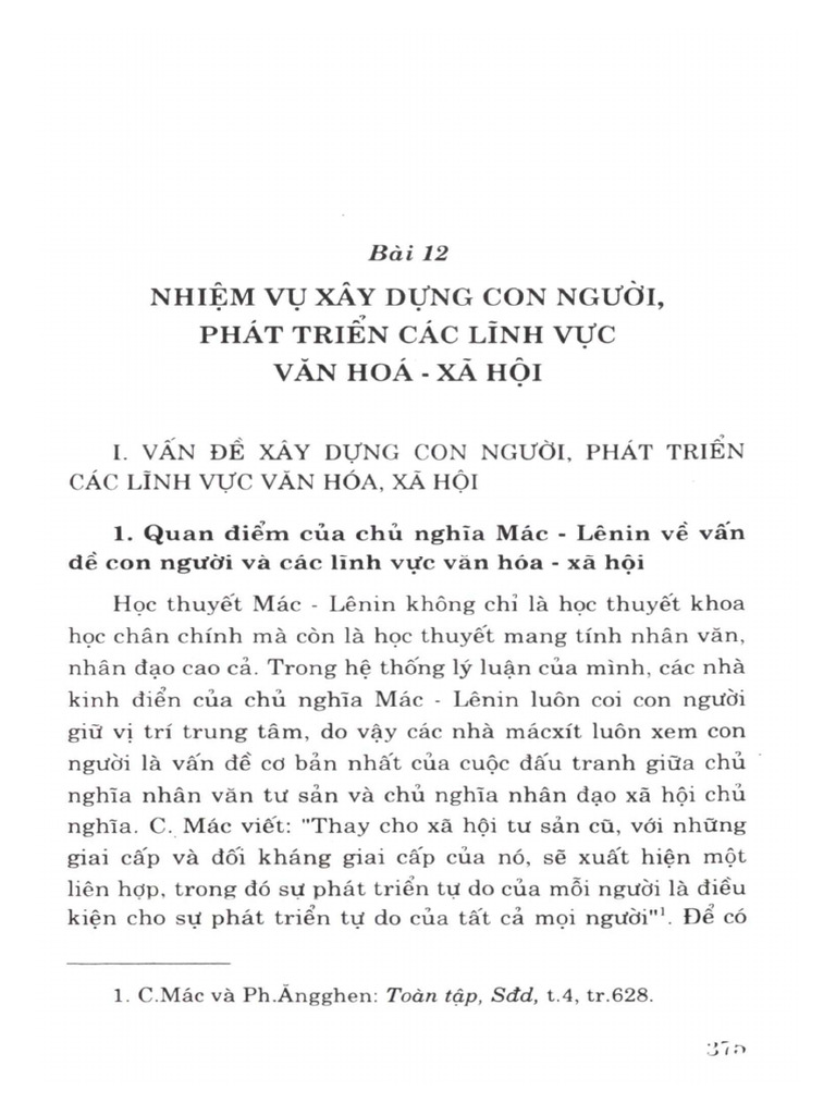 Bai 12 Nhiem Vu Xay Dung Con Nguoi Phat Trien Cac Linh Vuc Van Hoa Xa Hoi | PDF