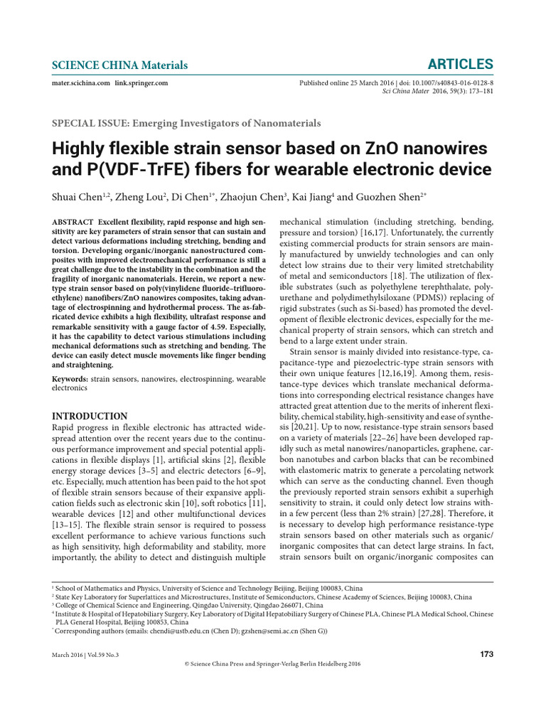 Highly Flexible Strain Sensor Based On ZnO Nanowires | PDF | Nanowire ...