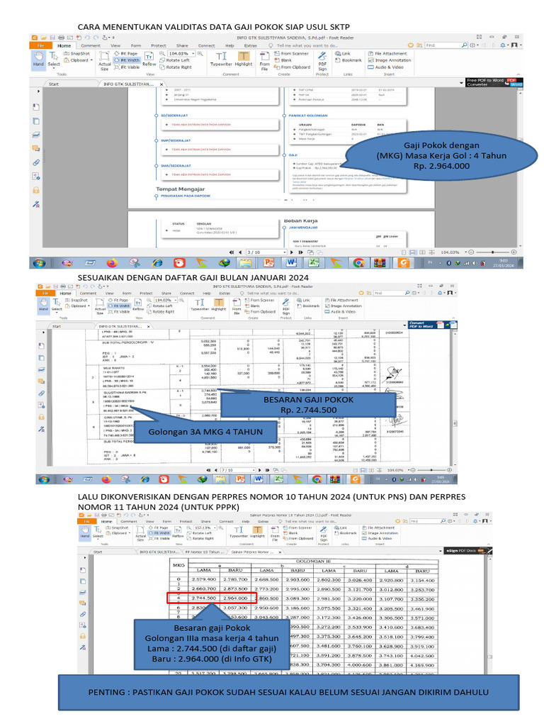 Cara Menentukan Validitas Data Gaji Pokok Siap Usul SKTP | PDF