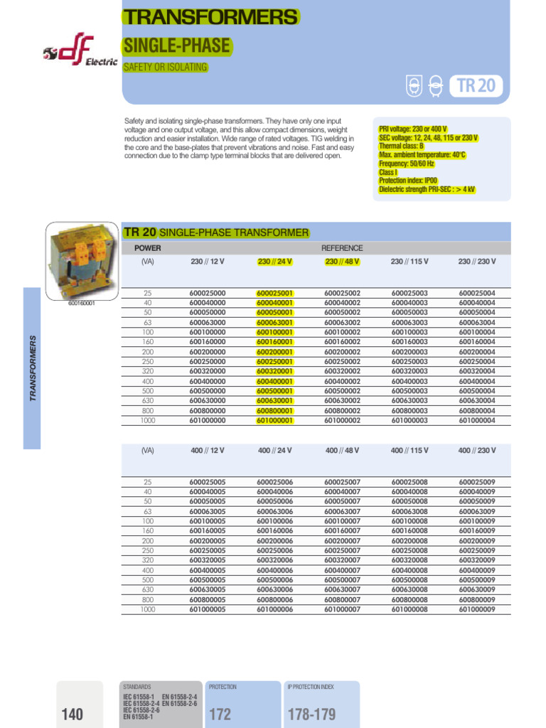 df transformer TR20 | PDF | Transformer | Electrical Equipment