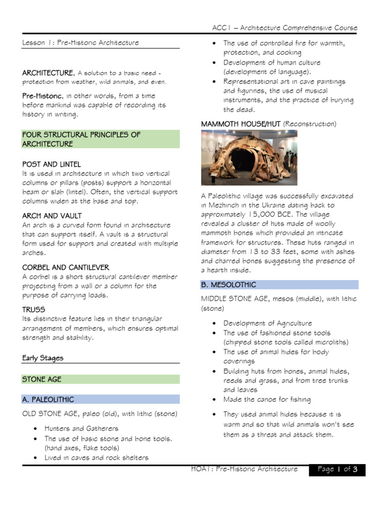 Acc1 - Pre Historic Architecture | PDF | Stone Age | Paleolithic