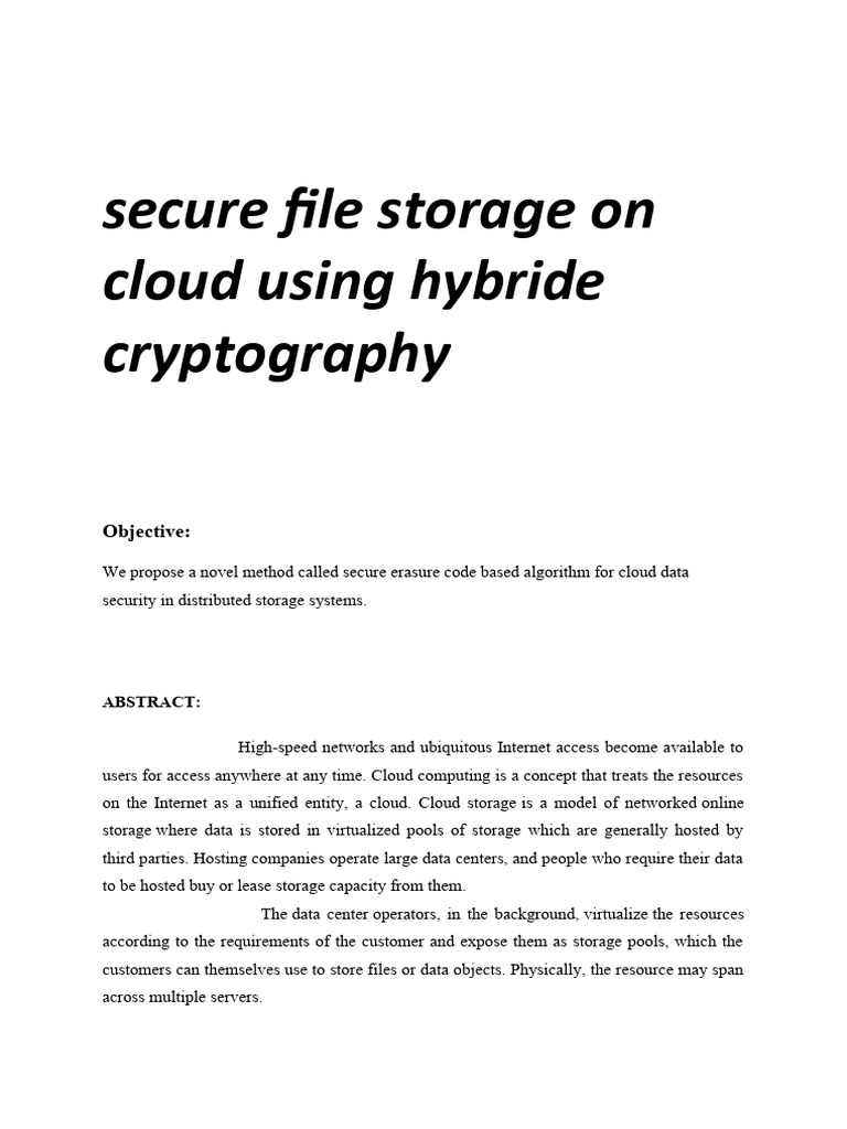 Secure Erasure Code for Cloud Storage | PDF | Cryptography | Encryption