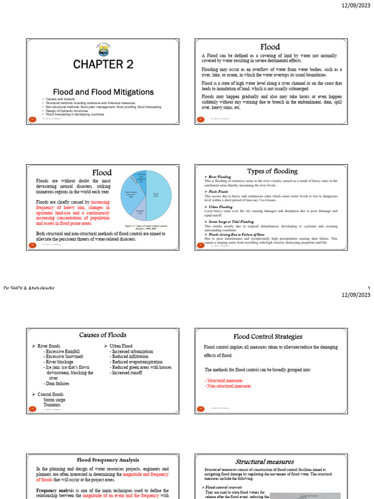 BCE3106 - Water Resources Engineering I.Lecture-2 - 125927 | PDF | Flood | Flood Control