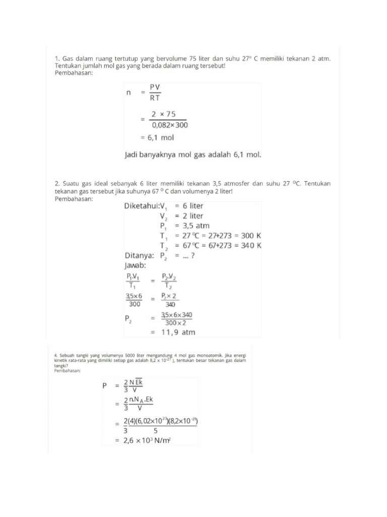 soal latihan fisika (gas ideal) | PDF