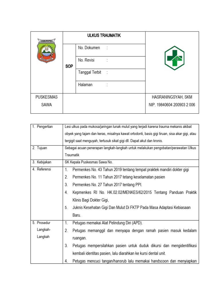 Sop Ulkus Traumatik | PDF