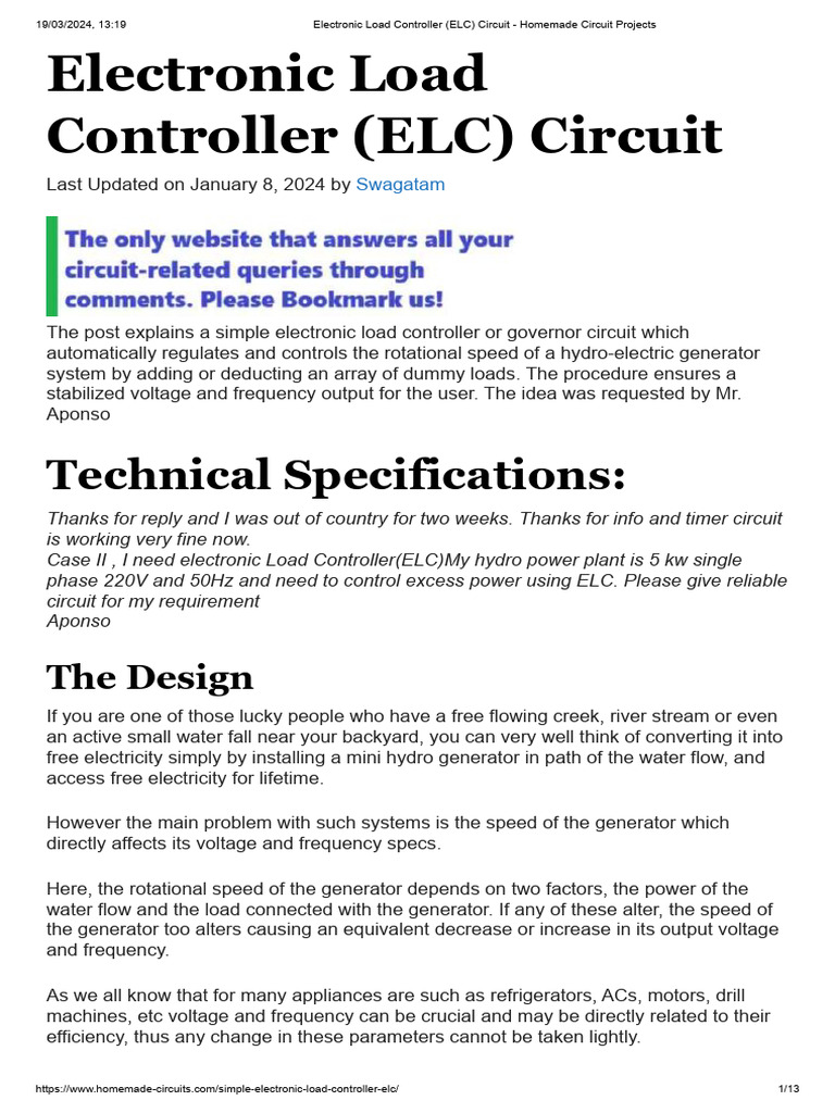 Electronic Load Controller (ELC) Circuit - Homemade Circuit Projects ...