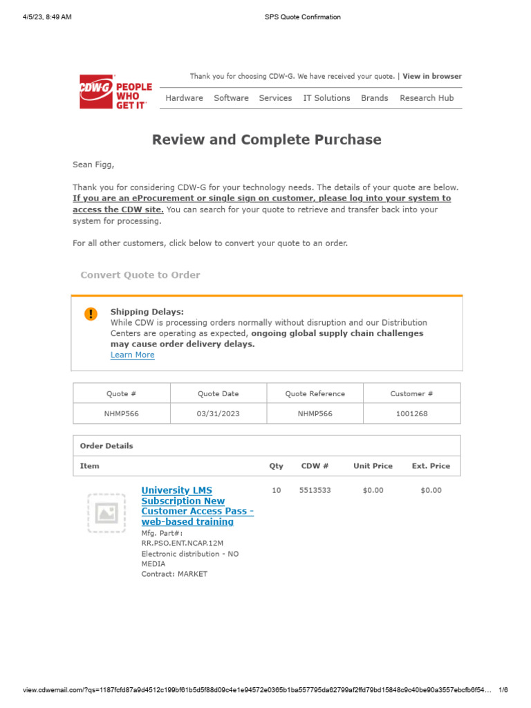 Review and Complete Purchase: Convert Quote To Order | PDF | I Cloud ...