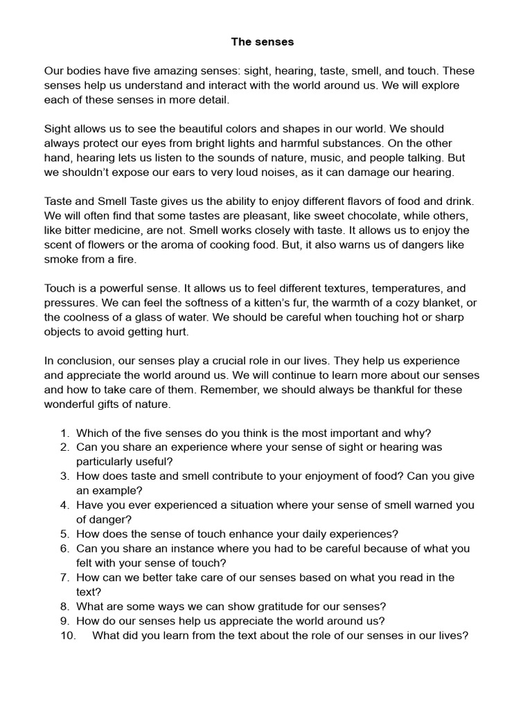 The Senses | PDF | Senses | Taste