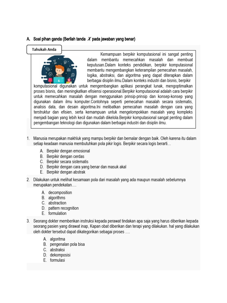 Soal Pihan Ganda Informatika PTS | PDF