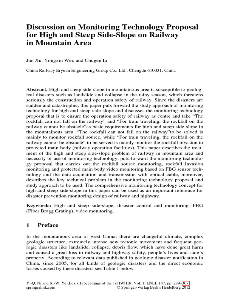 Monitoring Railway Slope Stability | PDF | Computer Network | Optical Fiber