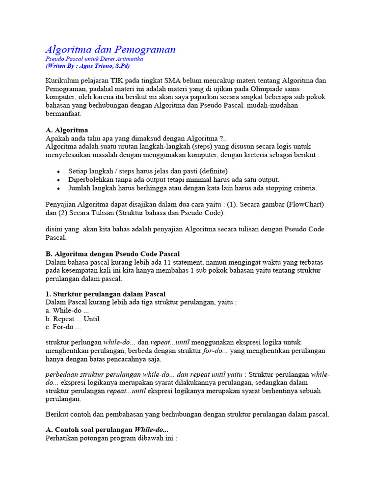 Algoritma Dan Pemograman | PDF