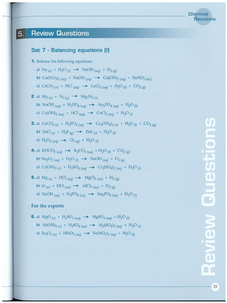 ICSG Set 7 Balancing Equations 1 | PDF
