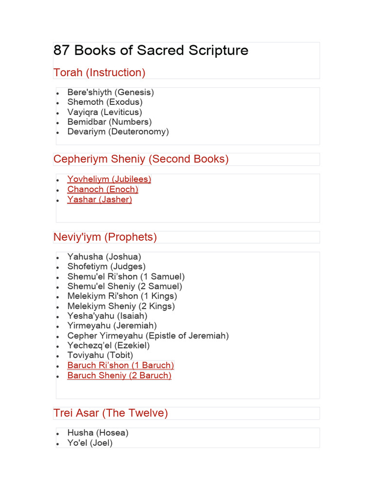 87 Books of Sacred Scripture | PDF | Christian Bible | Hebrew Bible