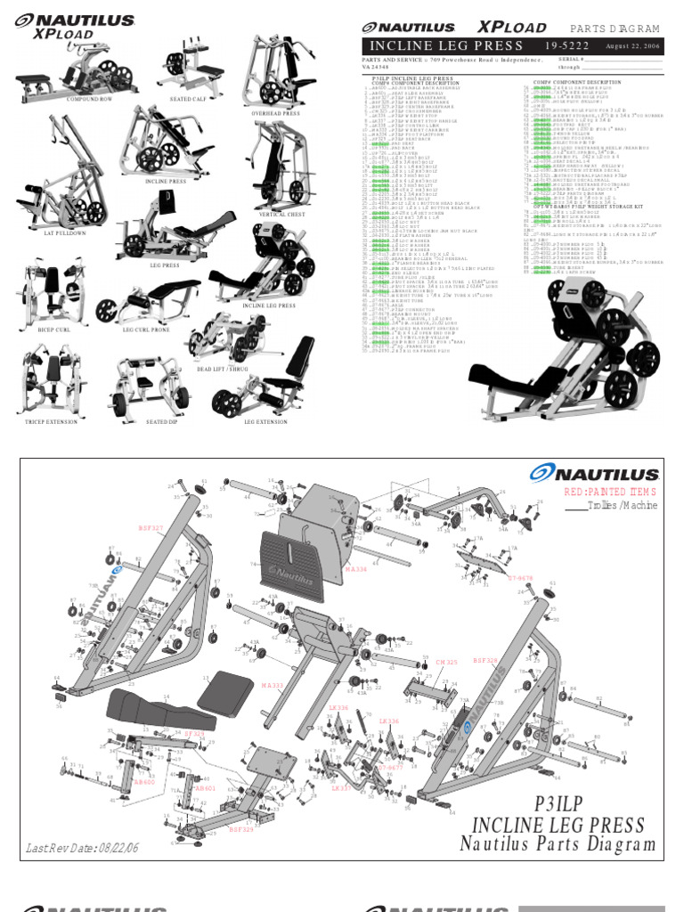 P3ILP Incline Leg Press Parts List | PDF | Legal Liability | Axle