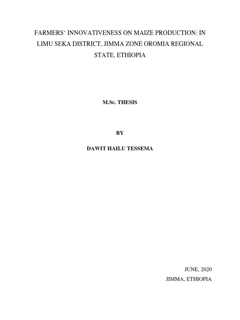 Dawit Hailu Final Submitted Thesisa | PDF | Innovation | Agriculture