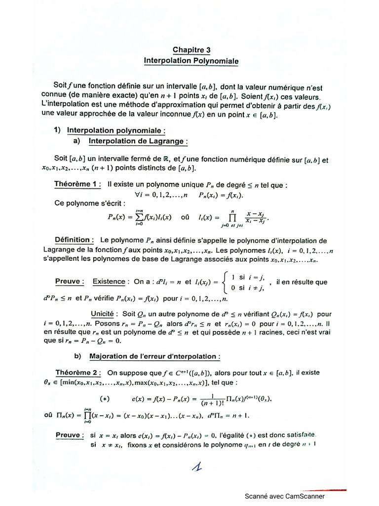 Analyse Numérique Ch 3 | PDF