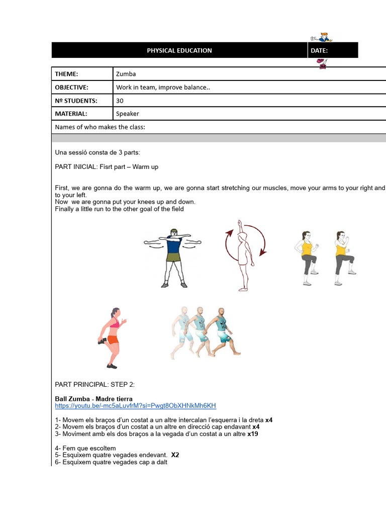 Sessión de zumba de educación fisica | PDF