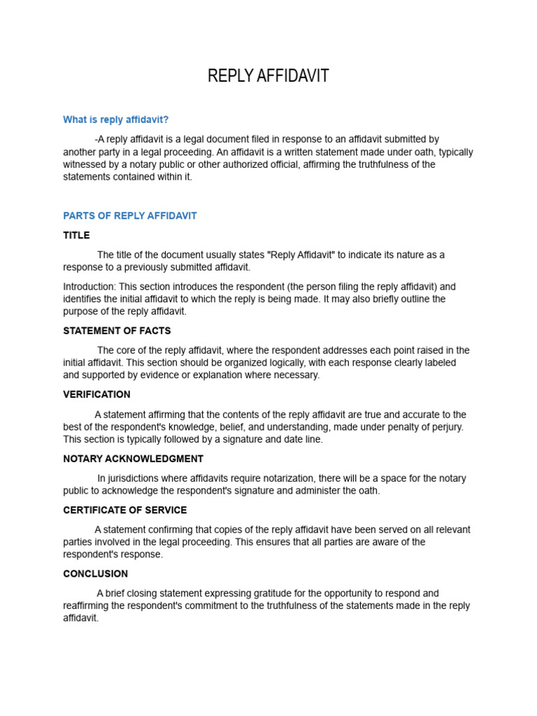 Reply Affidavit | Download Free PDF | Affidavit | Justice