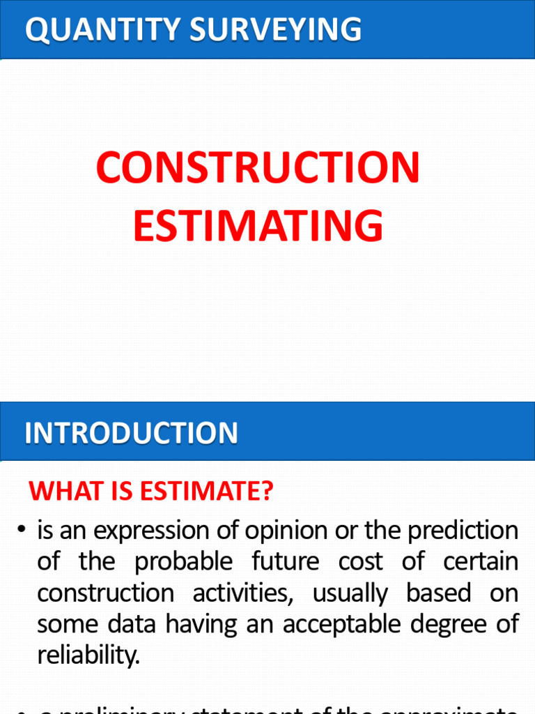 Topic 06 - Estimate Intro | PDF | Business | Economies
