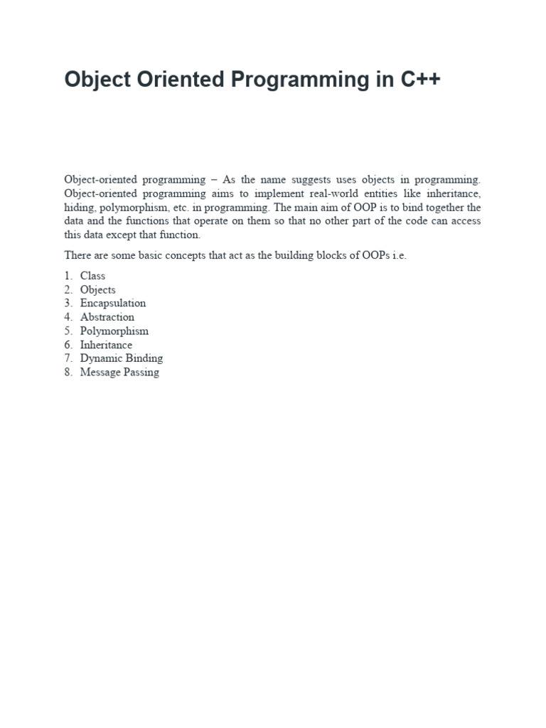 Object Oriented Programming In C Pdf Object Oriented Programming